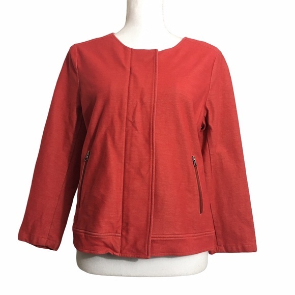 J. Jill | Jackets & Coats | J Jill Full Zipsnap Salmon Knit Jacket Sz ...
